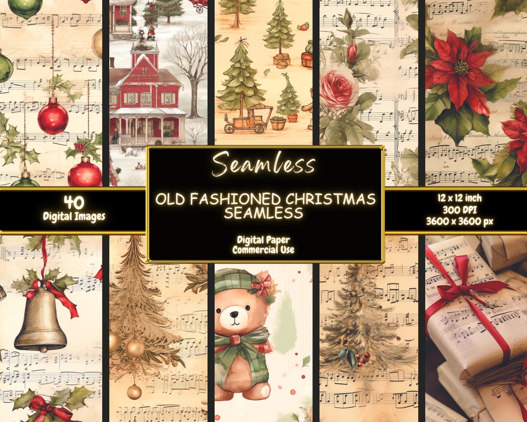 Old Fashioned Christmas Seamless Digital Download Vintage Backgrounds ...
