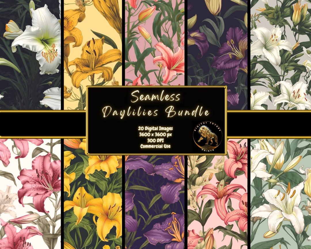 Floral Daylily Seamless Pattern Daylily Seamless Floral Flower Texture ...