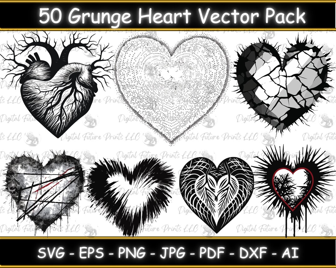 Grunge Heart SVG Bundle, Heart SVG Bundle, Sketch, Hand-drawn Heart Svg ...