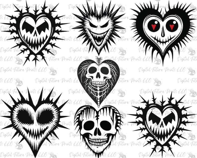 Skull Heart SVG Bundle Heart SVG Bundle Sketch Hand-drawn - Etsy