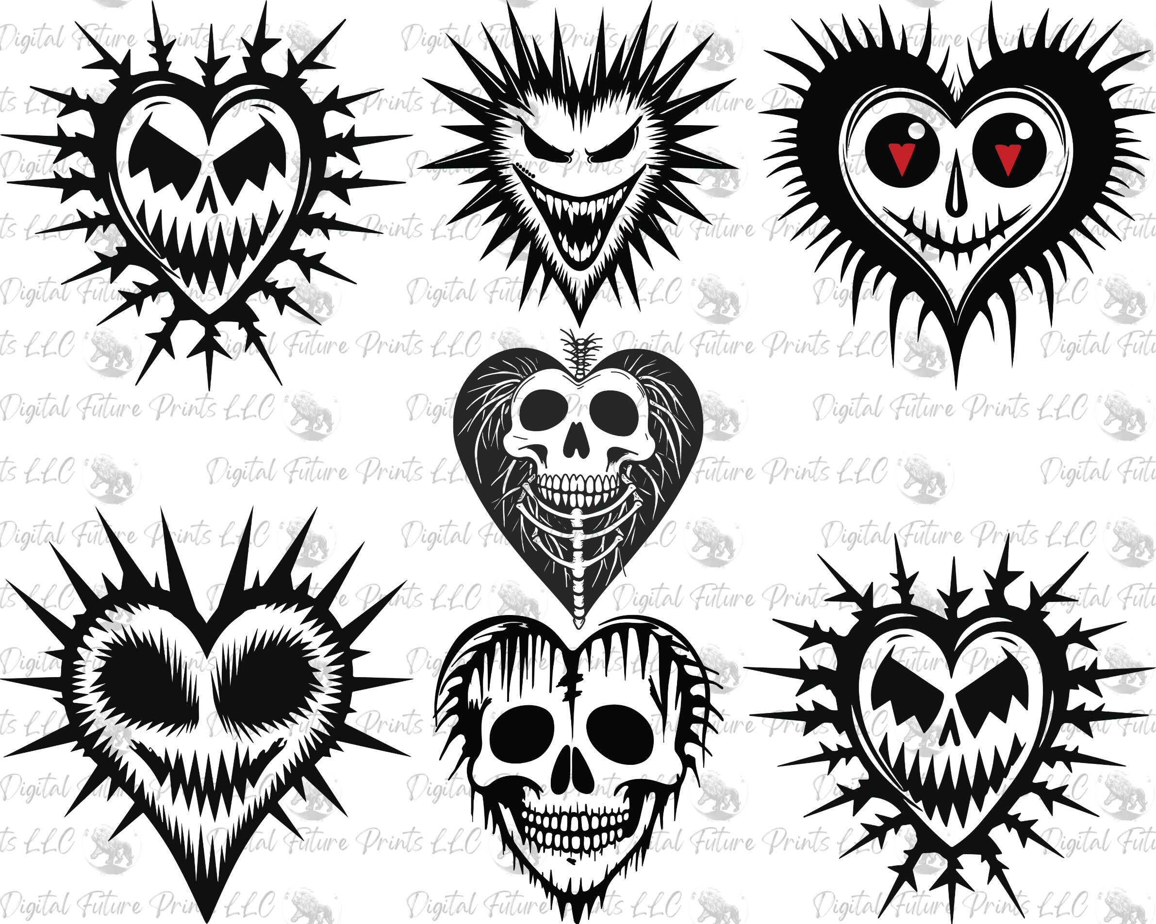 Skull Heart SVG Bundle Heart SVG Bundle Sketch Hand-drawn - Etsy