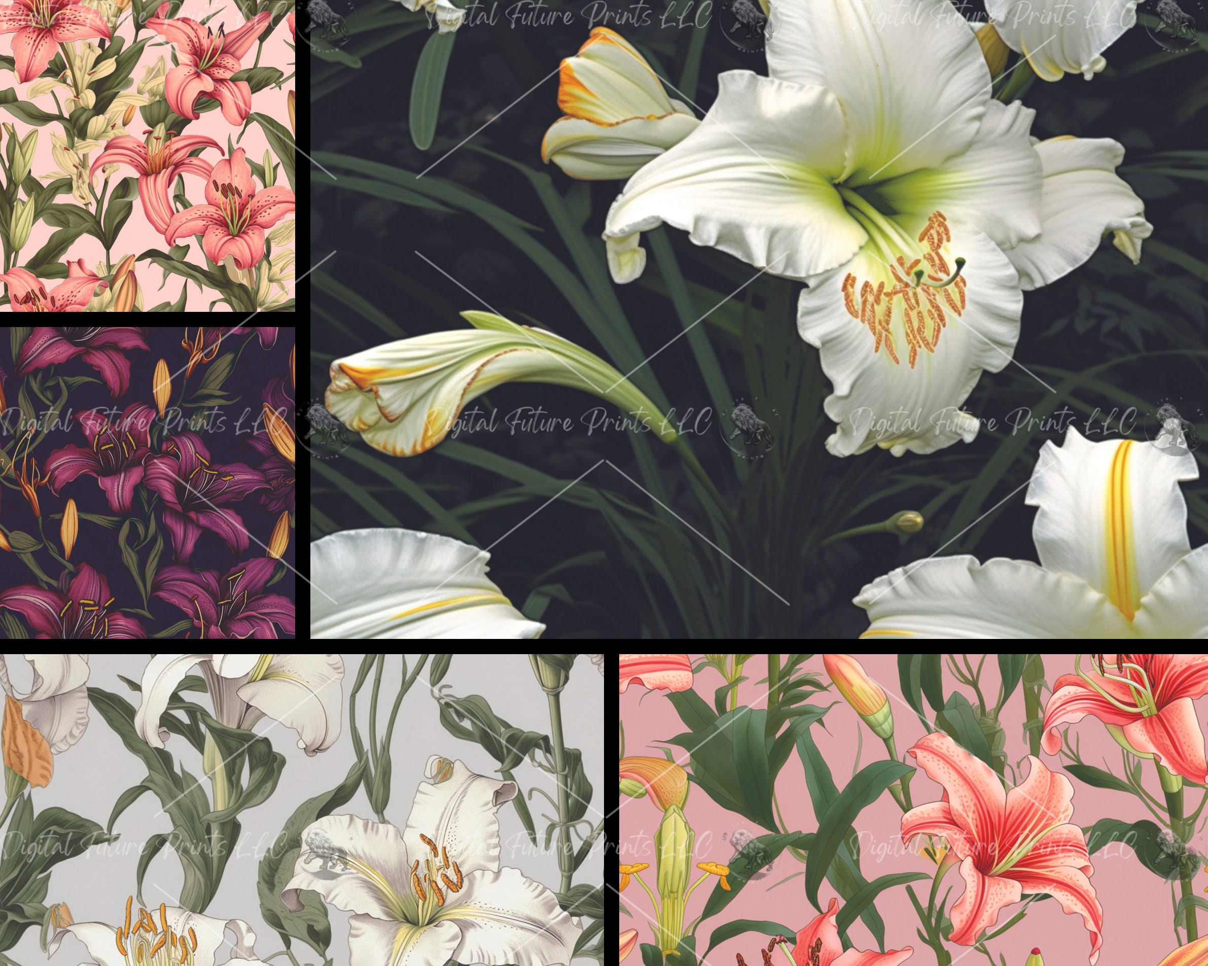 Floral Daylily Seamless Pattern Daylily Seamless Floral Flower Texture ...