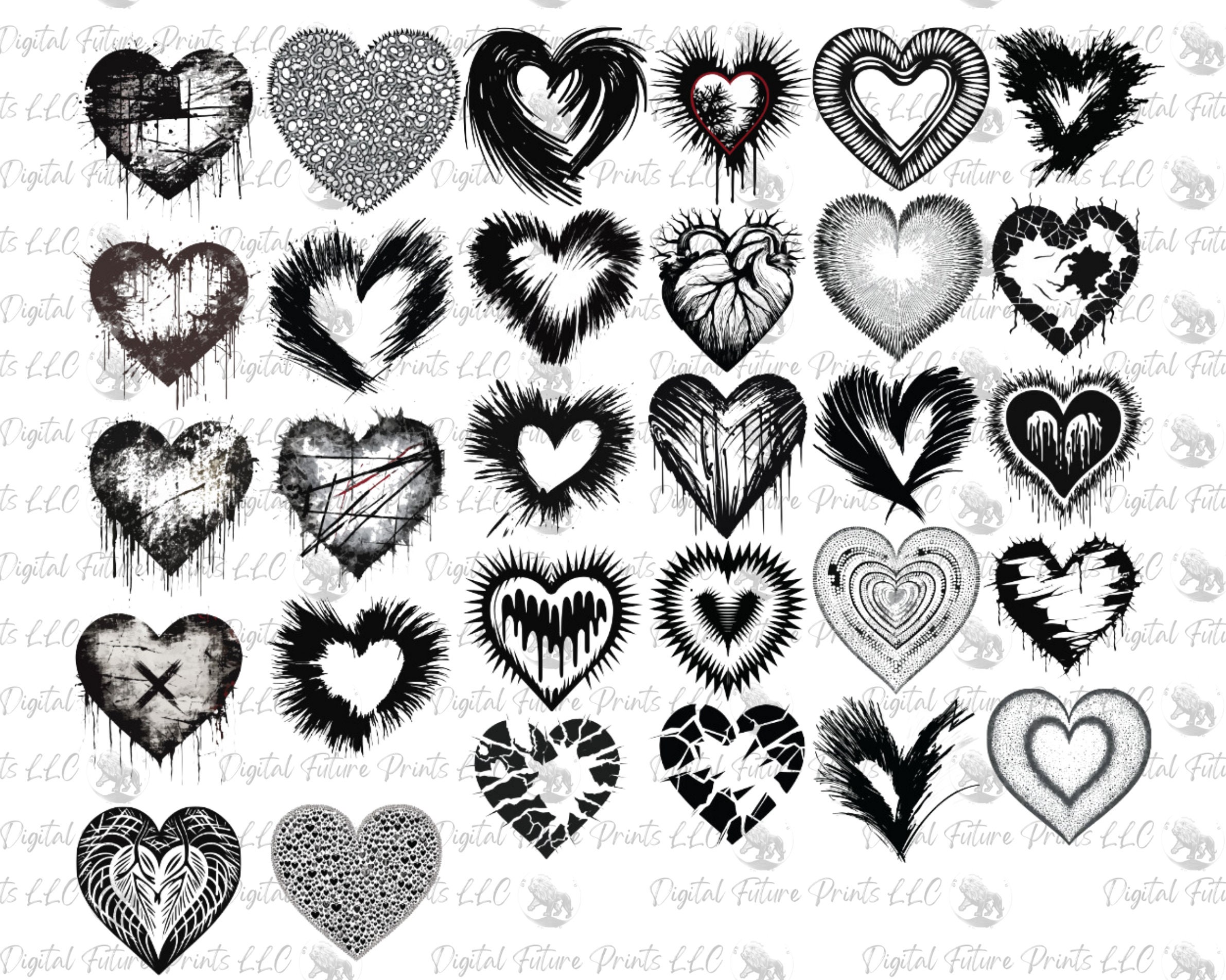 Grunge Heart SVG Bundle, Heart SVG Bundle, Sketch, Hand-drawn Heart Svg ...