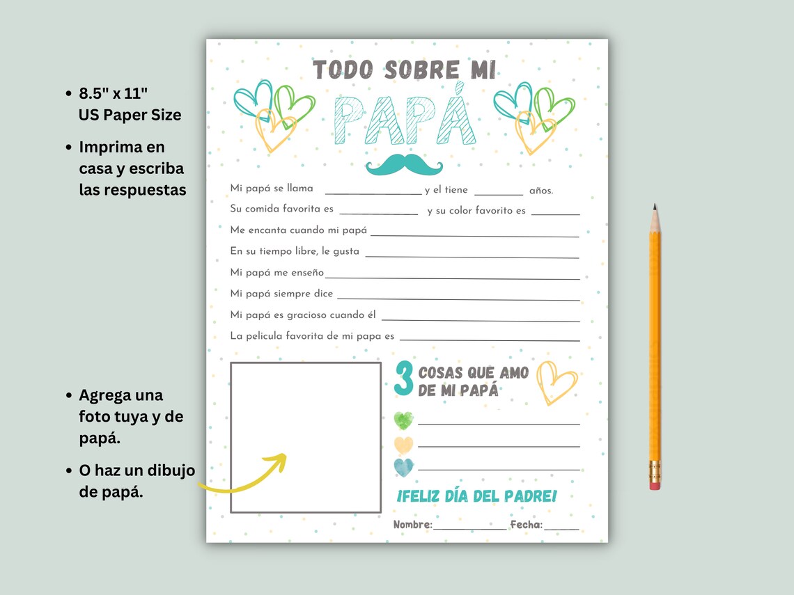Todo Sobre Mi Papá, Imprimible, Feliz Día Del Padre, Regalo Del Día Del ...