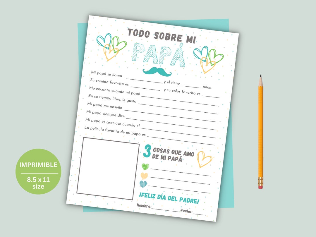Todo Sobre Mi Papá, Imprimible, Feliz Día Del Padre, Regalo Del Día Del ...