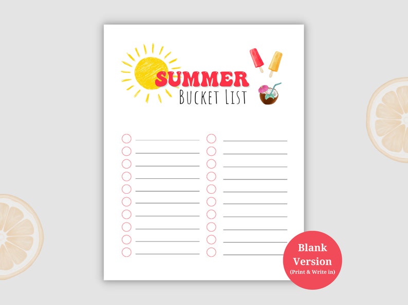 Summer Bucket List Printable, Summer Activities Checklist, Summer to Do ...
