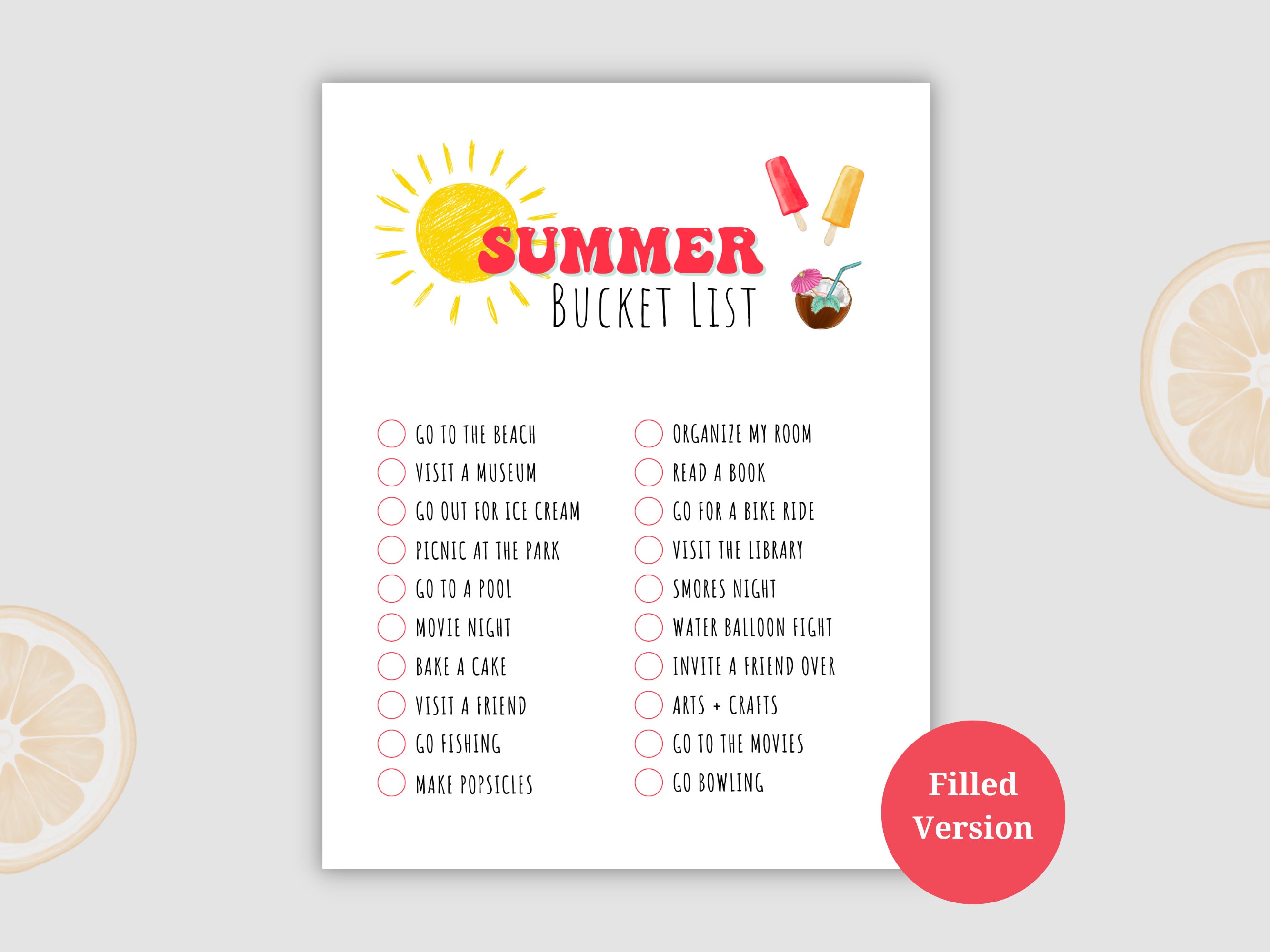 Summer Bucket List Printable, Summer Activities Checklist, Summer to Do ...