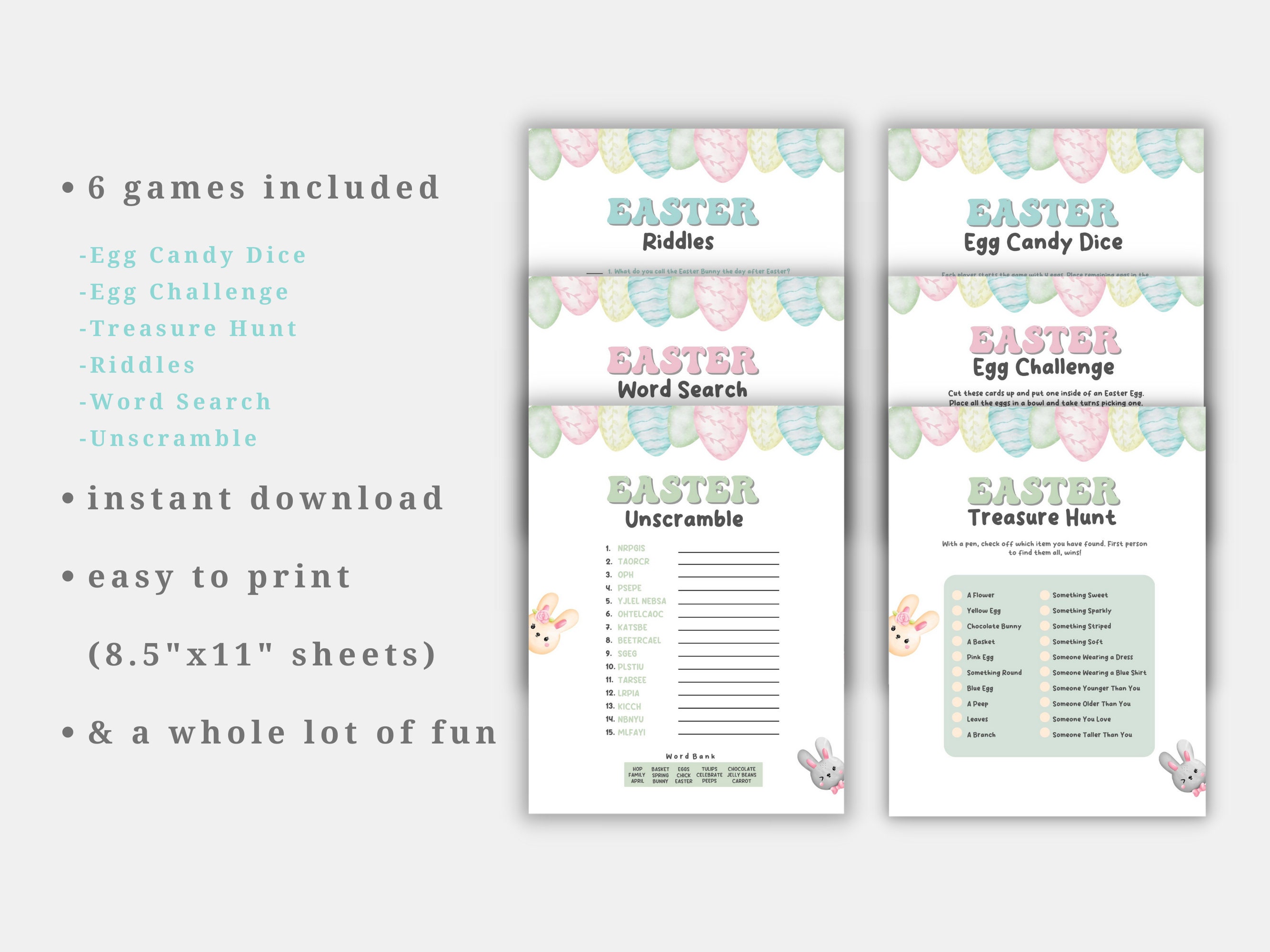 Easter Games Bundle, Printable Easter Party Games, Easter Games for ...