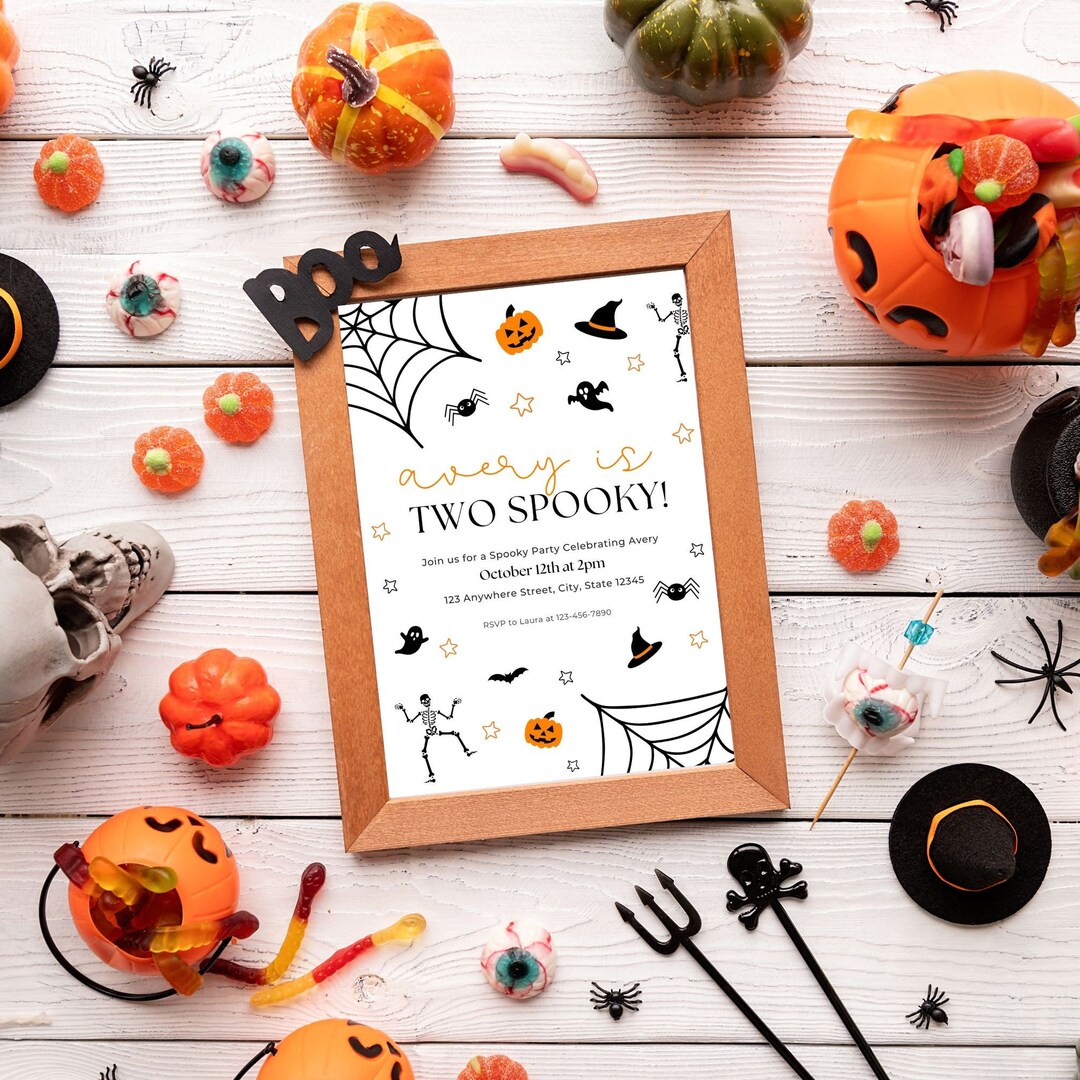 Two Spooky Halloween Theme Birthday 2nd Birthday Halloween Boy Party ...