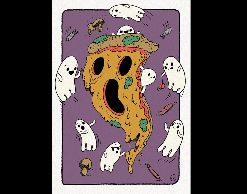 Pizza Ghost 5x7 Art Print - Etsy