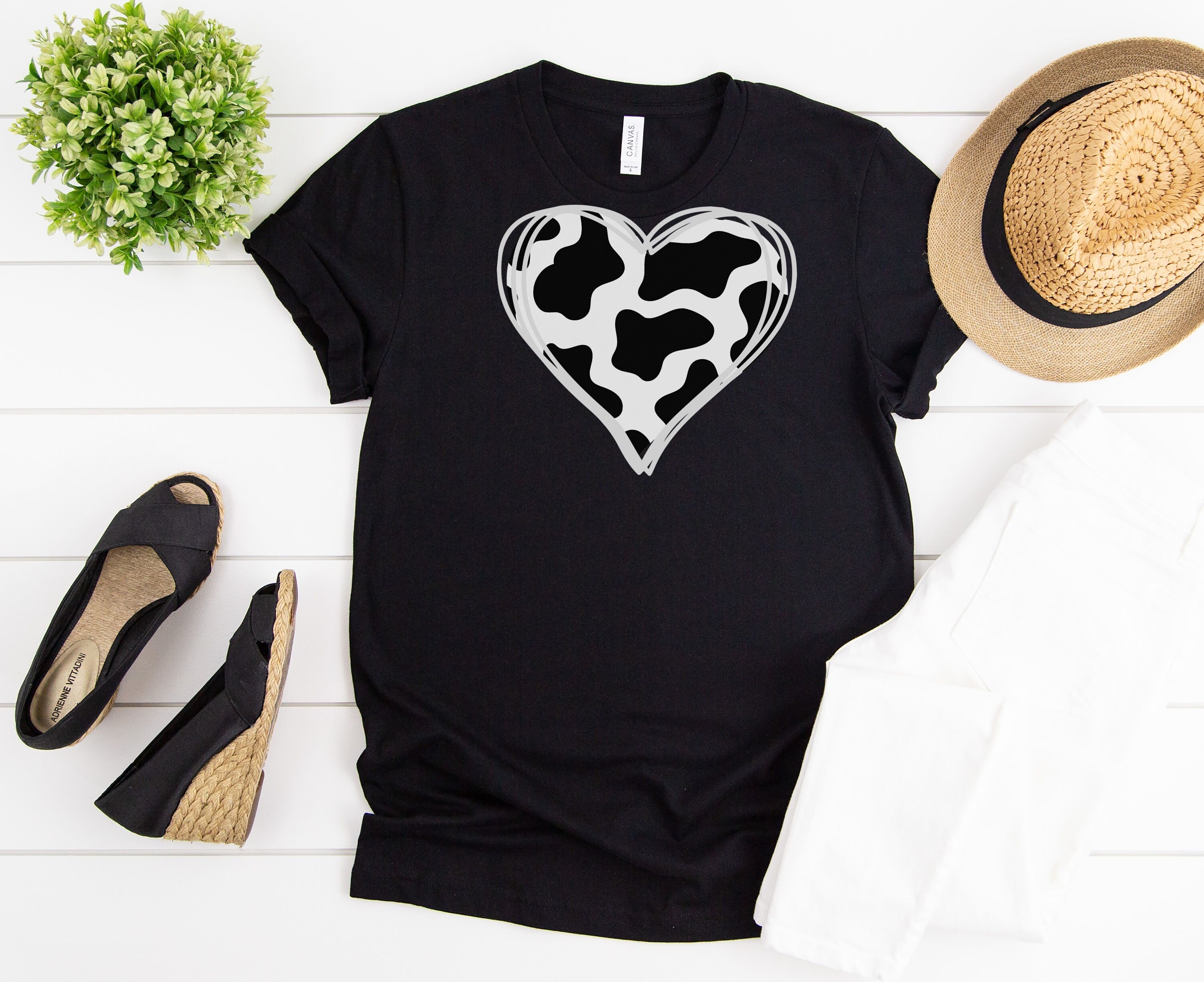 Cow Print Tshirt Love Cows Tee Cow Heart Shirt - Etsy