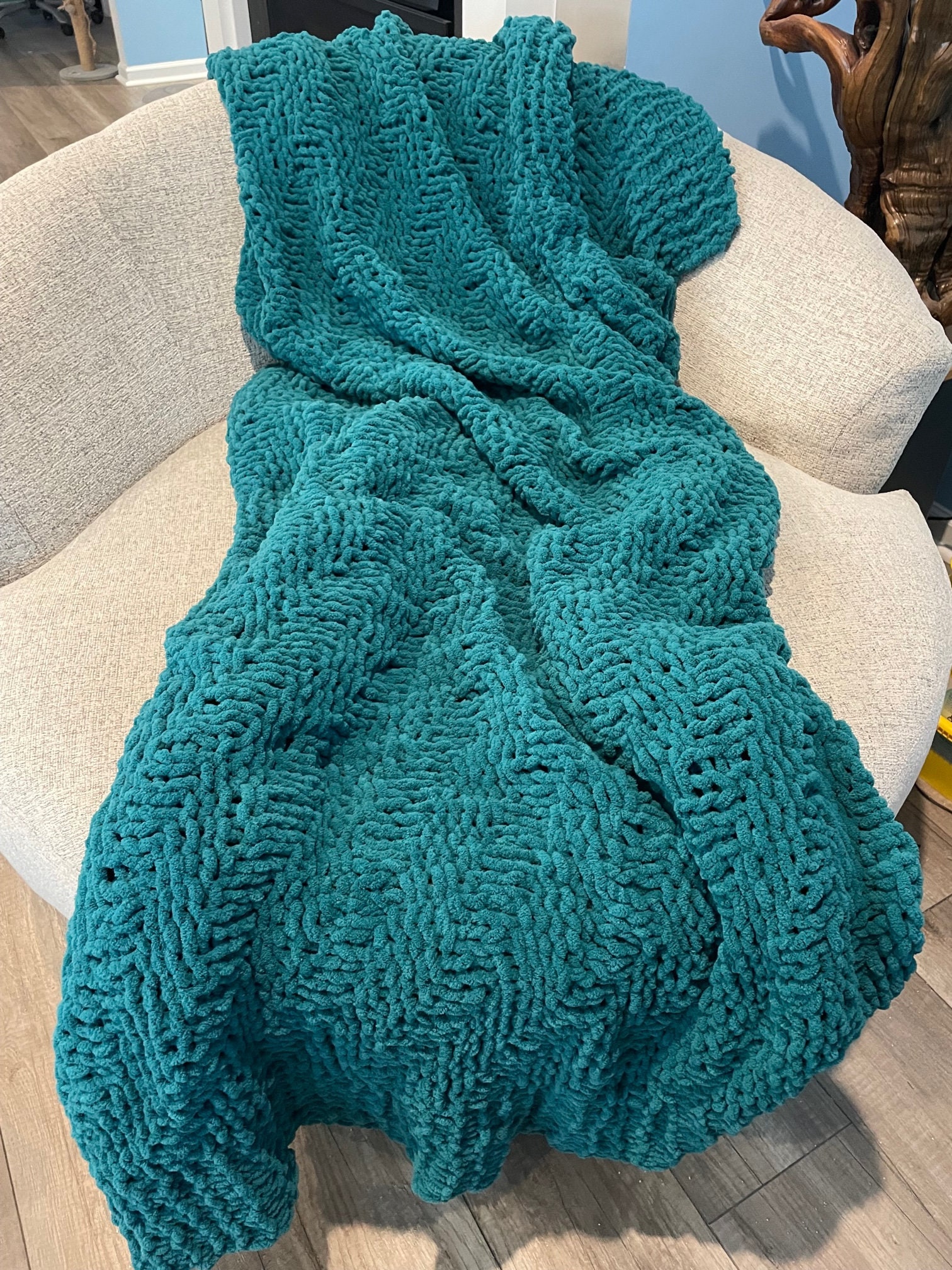 Hand Knit Plush Afghans - Etsy