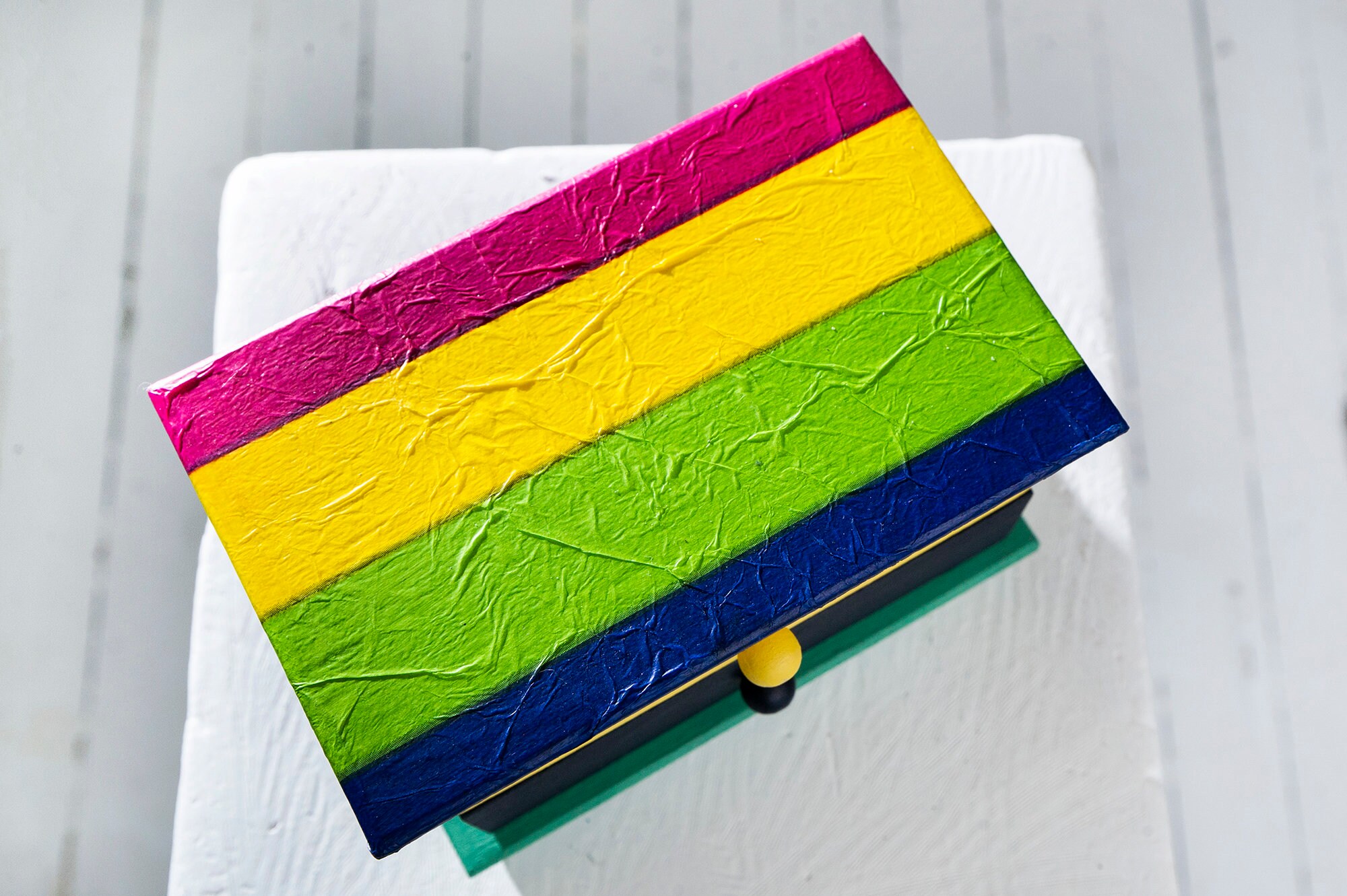 Rainbow Textured Wooden Box With Drawers - Etsy