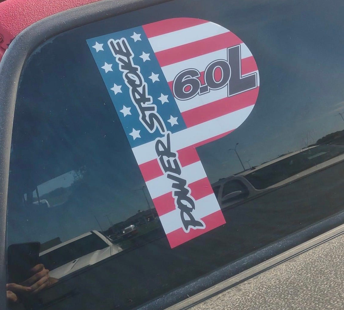 Powerstroke Flag Decal Red, White, & Blue Premium Printed and Laminated ...
