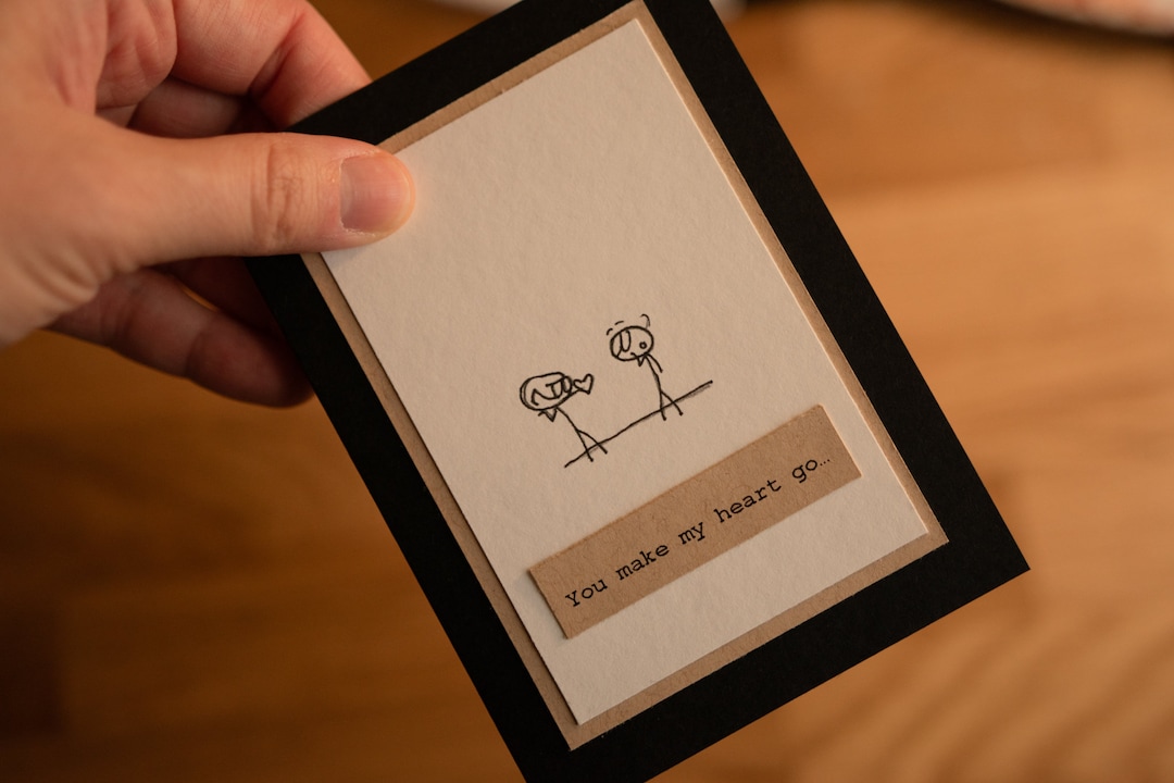 Small-batch Stick Figure Greeting Card - "you Make My Heart Go..." - Etsy