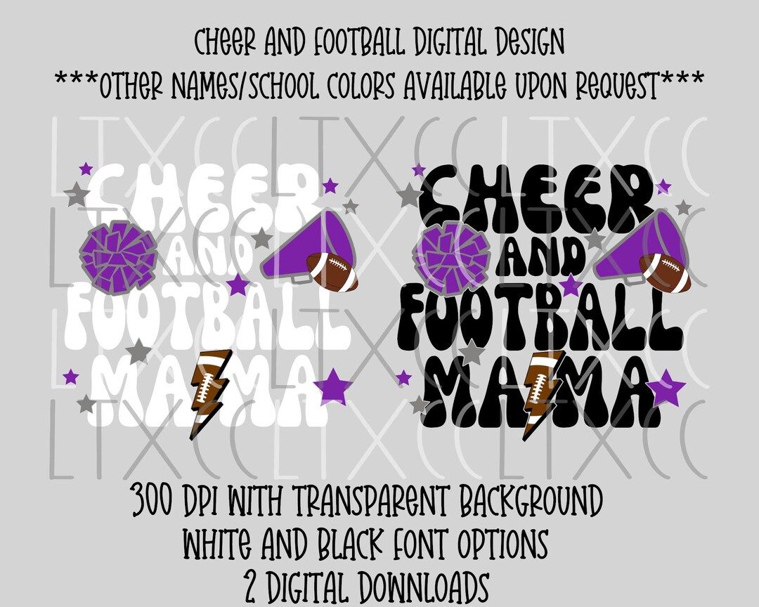 PURPLE Cheer and Football Mama PNG - Digital Download PNG - Football ...