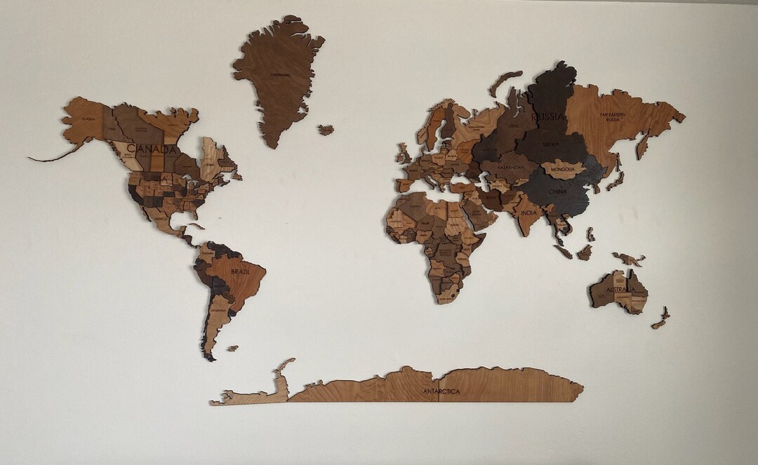Wooden Map of the World - Etsy