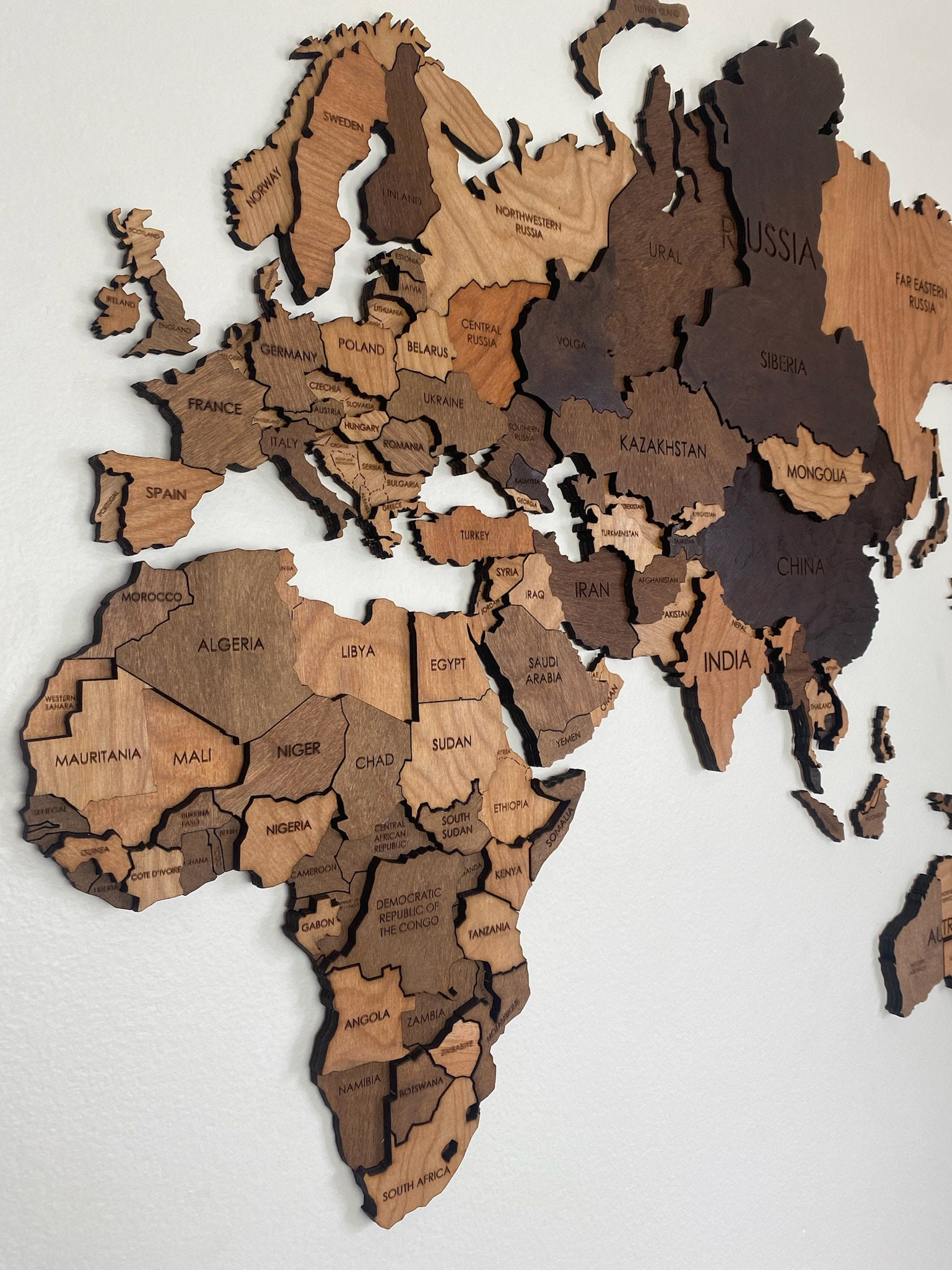 Wooden Map of the World - Etsy