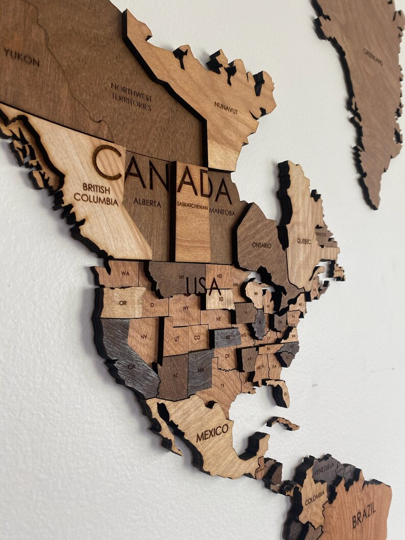Wooden Map of the World - Etsy