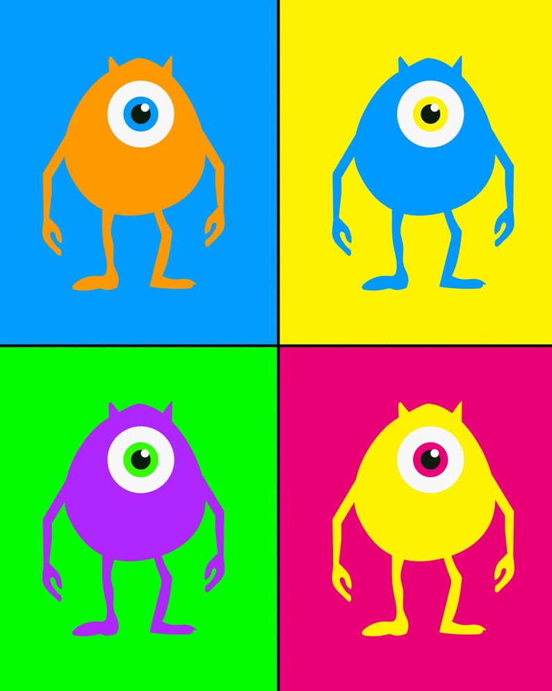 Mike Wazowski Pop Art Print: Monsters Inc, Andy Warhol Style (digital ...