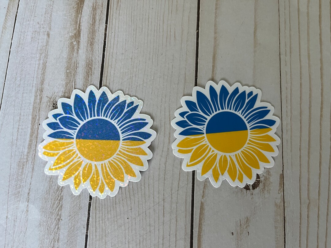 Ukrainian Flag Sunflower Sticker - Etsy
