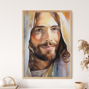 Jesus Christ Smiling Portrait | Watercolor Painting | Faithful Artwork ...