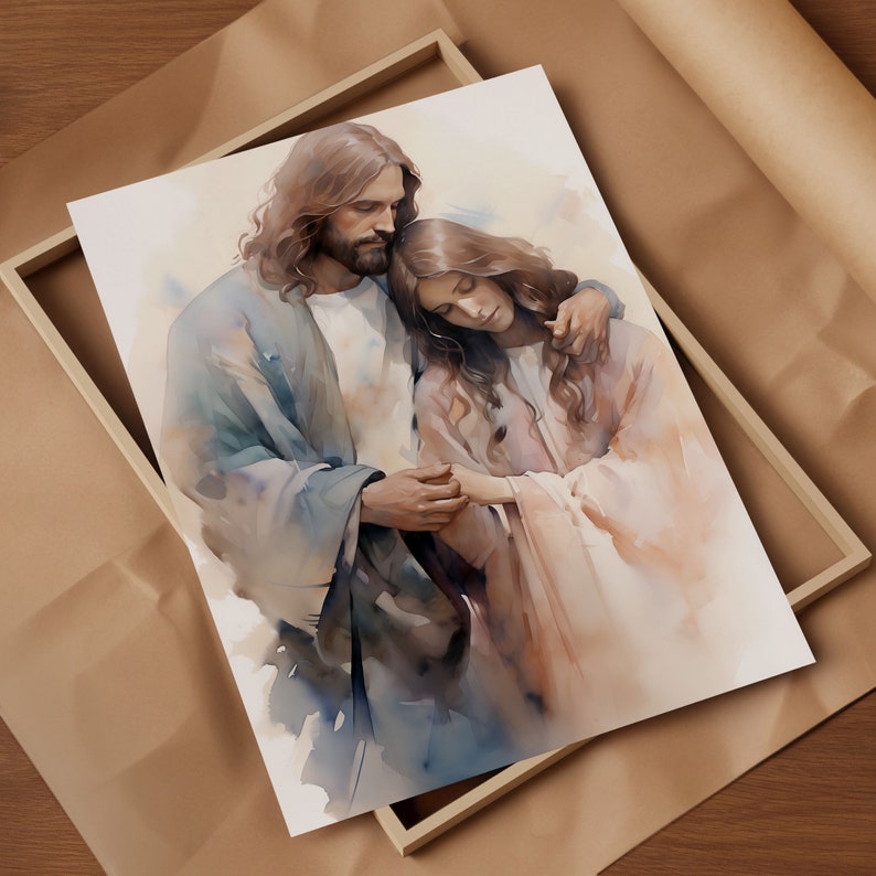 Jesus and Mary Magdalene Watercolor Print | Christian Art (digital ...
