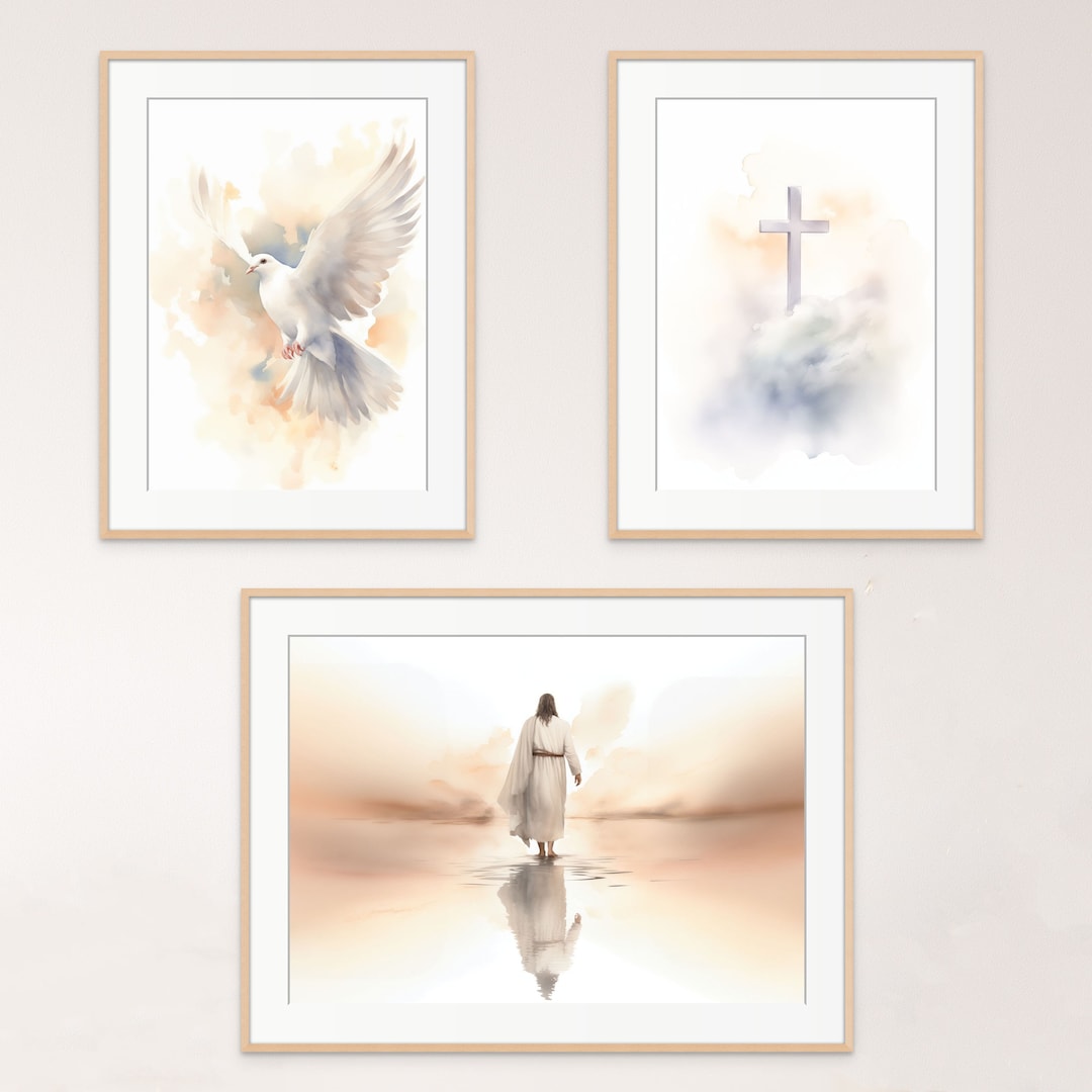 Minimalist Christian Gallery Set of 3 | Jesus Painting Home Decor ...