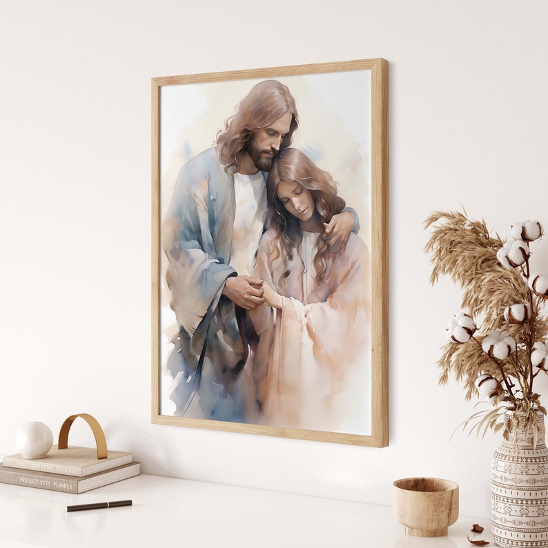 Jesus and Mary Magdalene Watercolor Print | Christian Art (digital ...