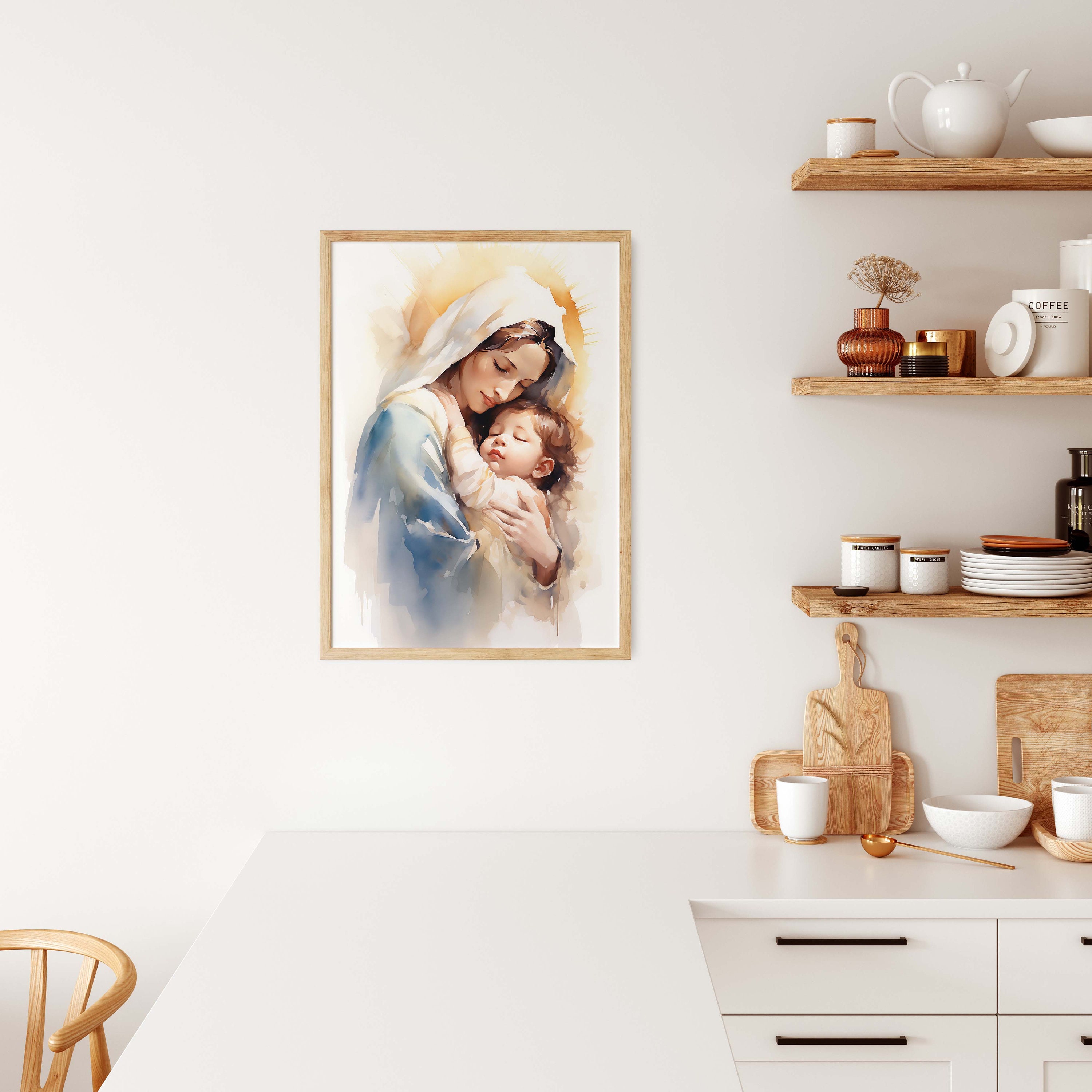 Virgin Mary and Baby Jesus Nativity Scene Mother Mary Painting ...