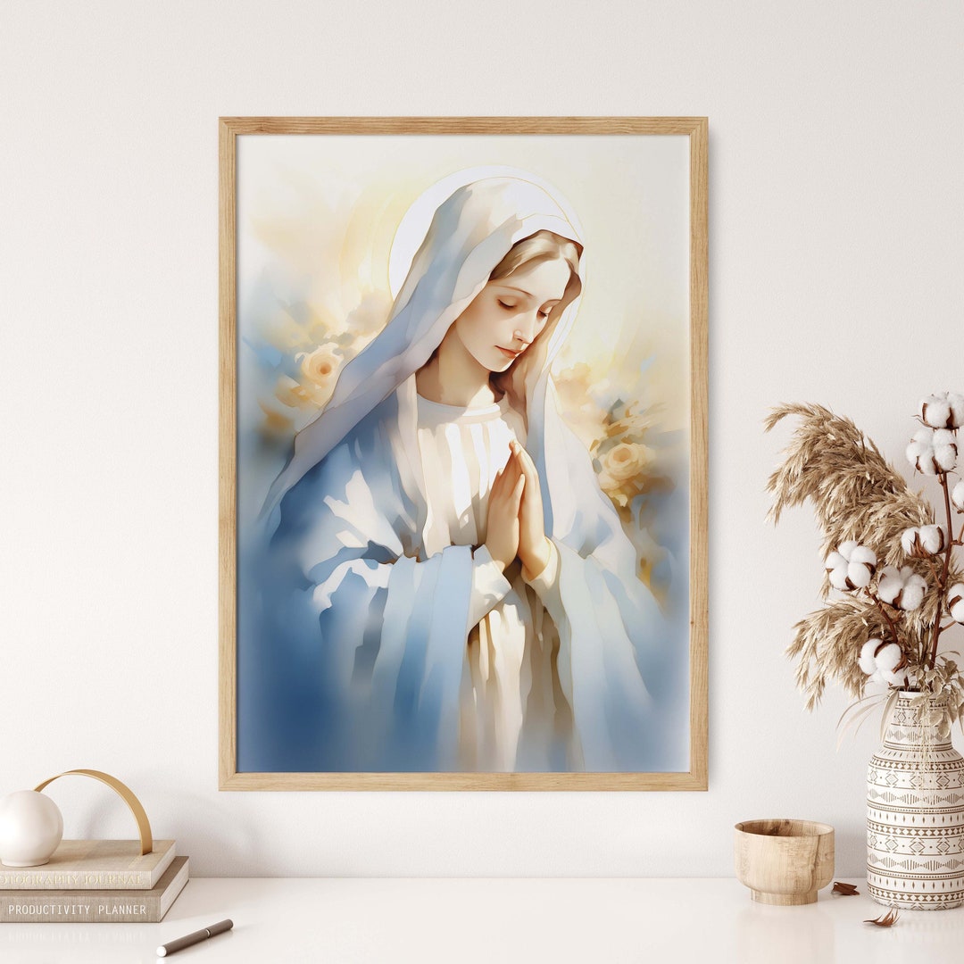 Virgin Mary the Holy Mother | Mother Mary Watercolor Painting ...