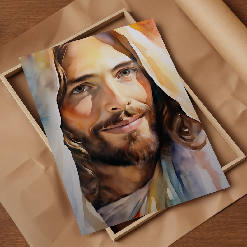 Jesus Christ Smiling Portrait | Watercolor Painting | Faithful Artwork ...