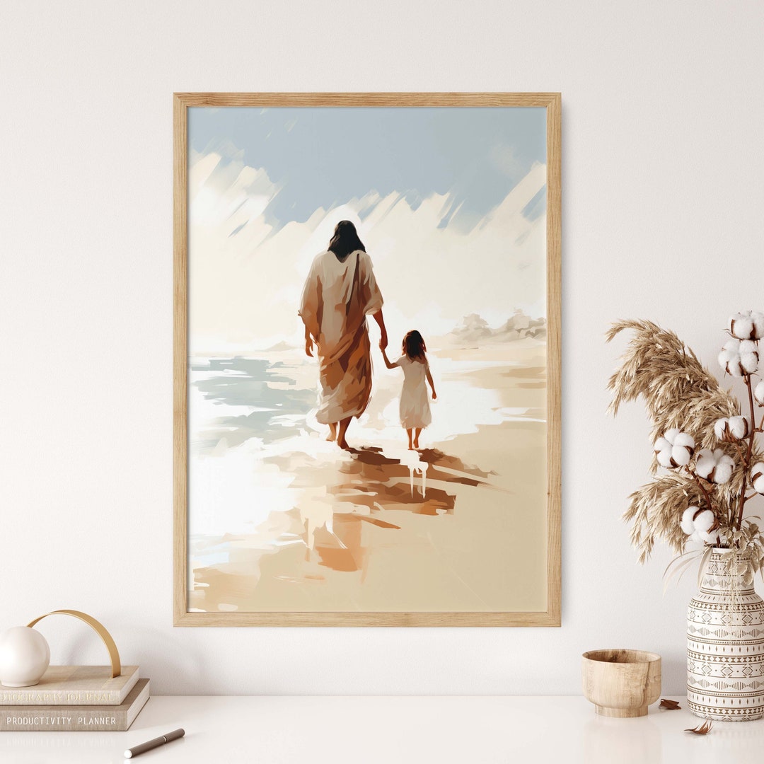 Jesus and Little Girl | Digital Download | Jesus Christ Walking With ...