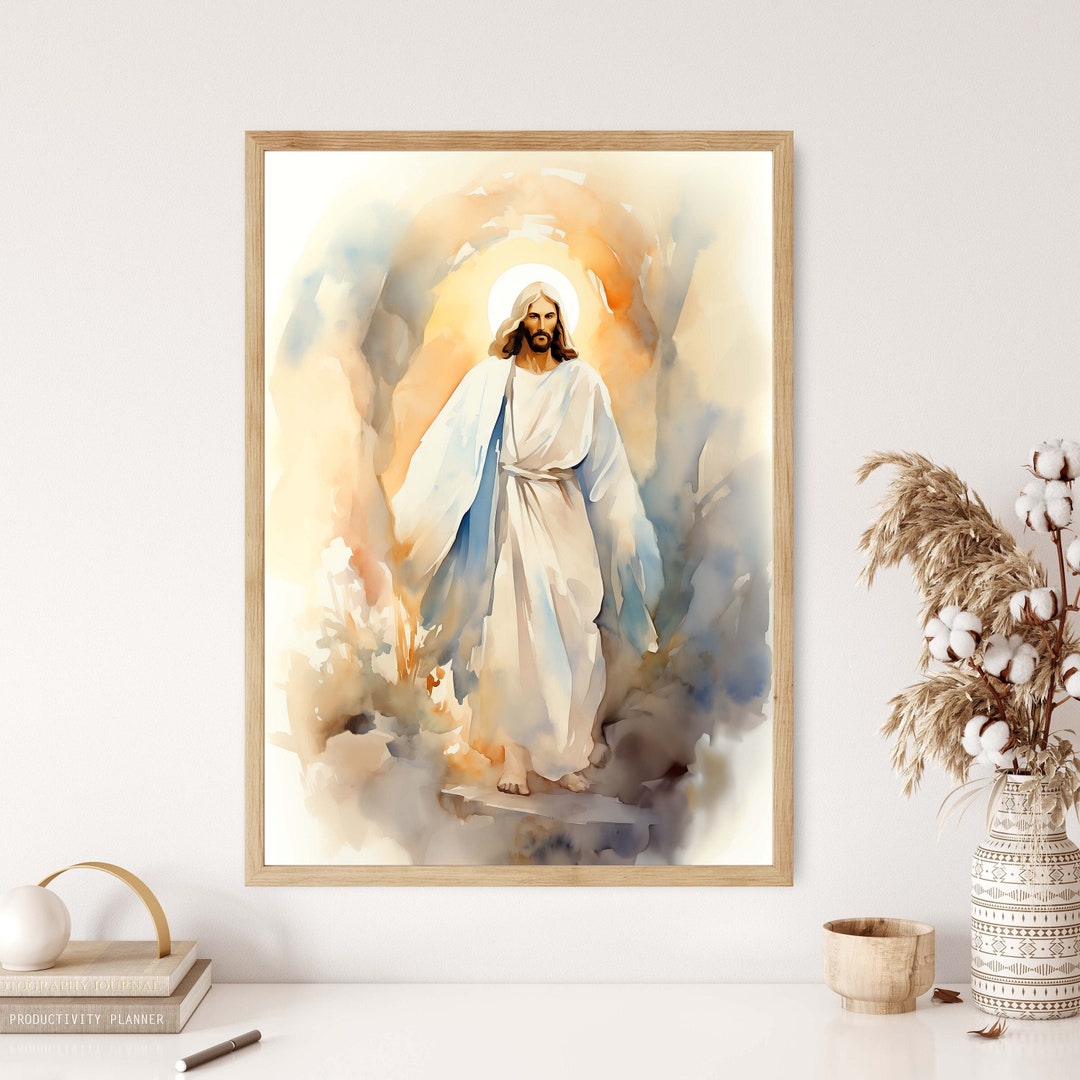 Resurrection Scene | Jesus Christ Watercolor Painting | Easter Wall Art ...