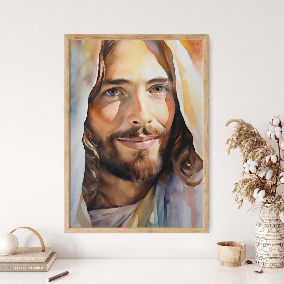Jesus Christ Smiling Portrait | Watercolor Painting | Faithful Artwork ...