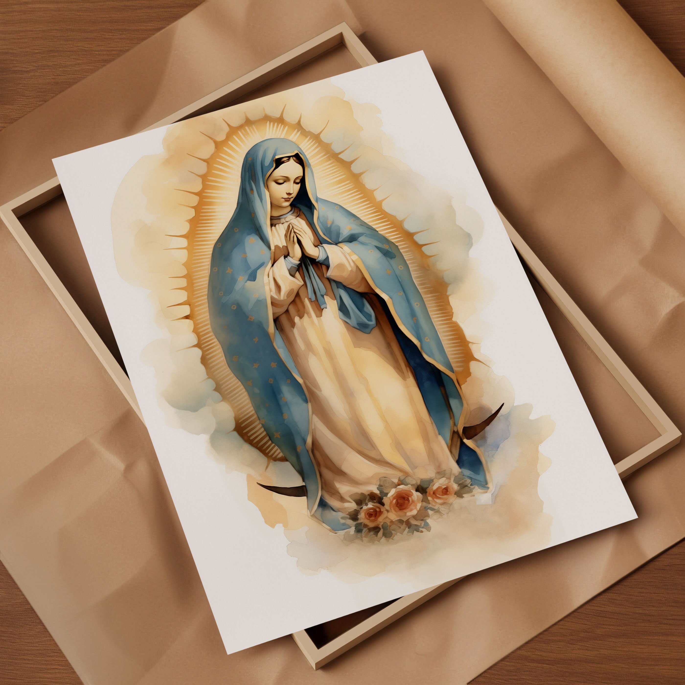 Virgin De Guadalupe Watercolor Painting | Instant Printable Download ...