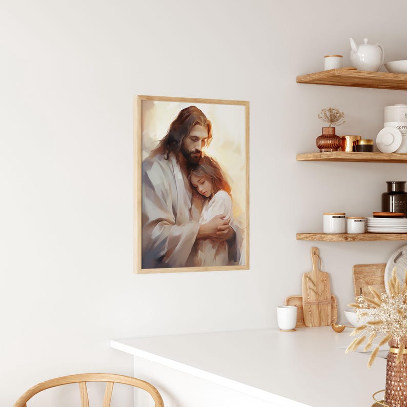 Jesus Embracing Girl Art – Religious Canvas Print, Nursery Decor - Etsy ...