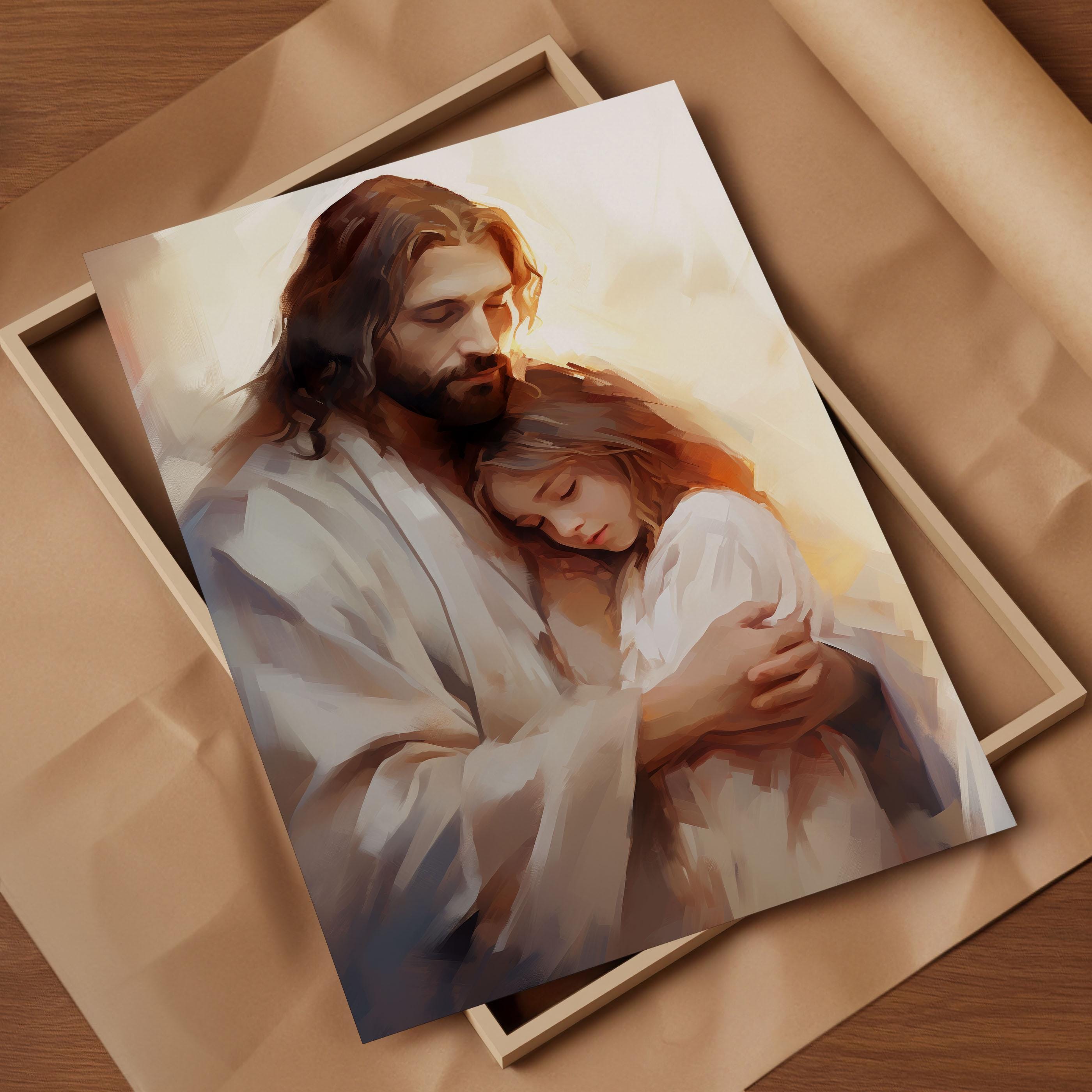 Jesus Embracing Girl Art – Religious Canvas Print, Nursery Decor - Etsy ...