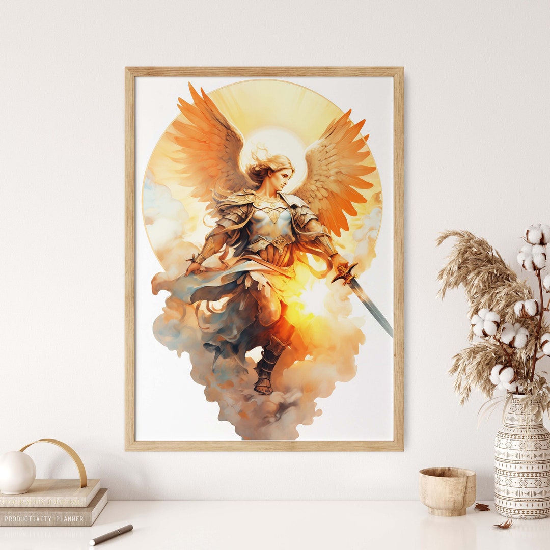 Archangel Saint Michael Painting the Celestial Defender Modern Bible ...