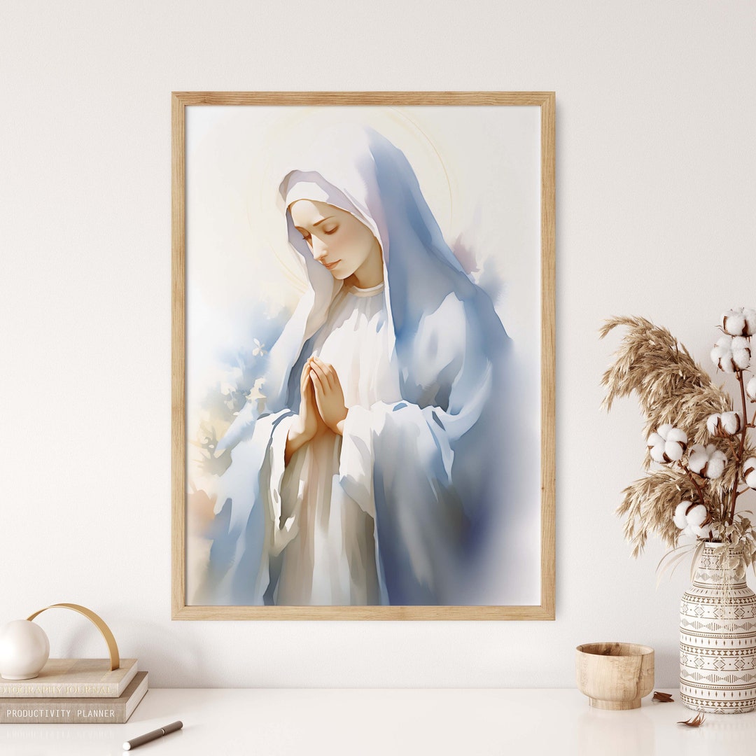 Mother Mary Our Lady Of Grace Virgin Mary Watercolor Painting