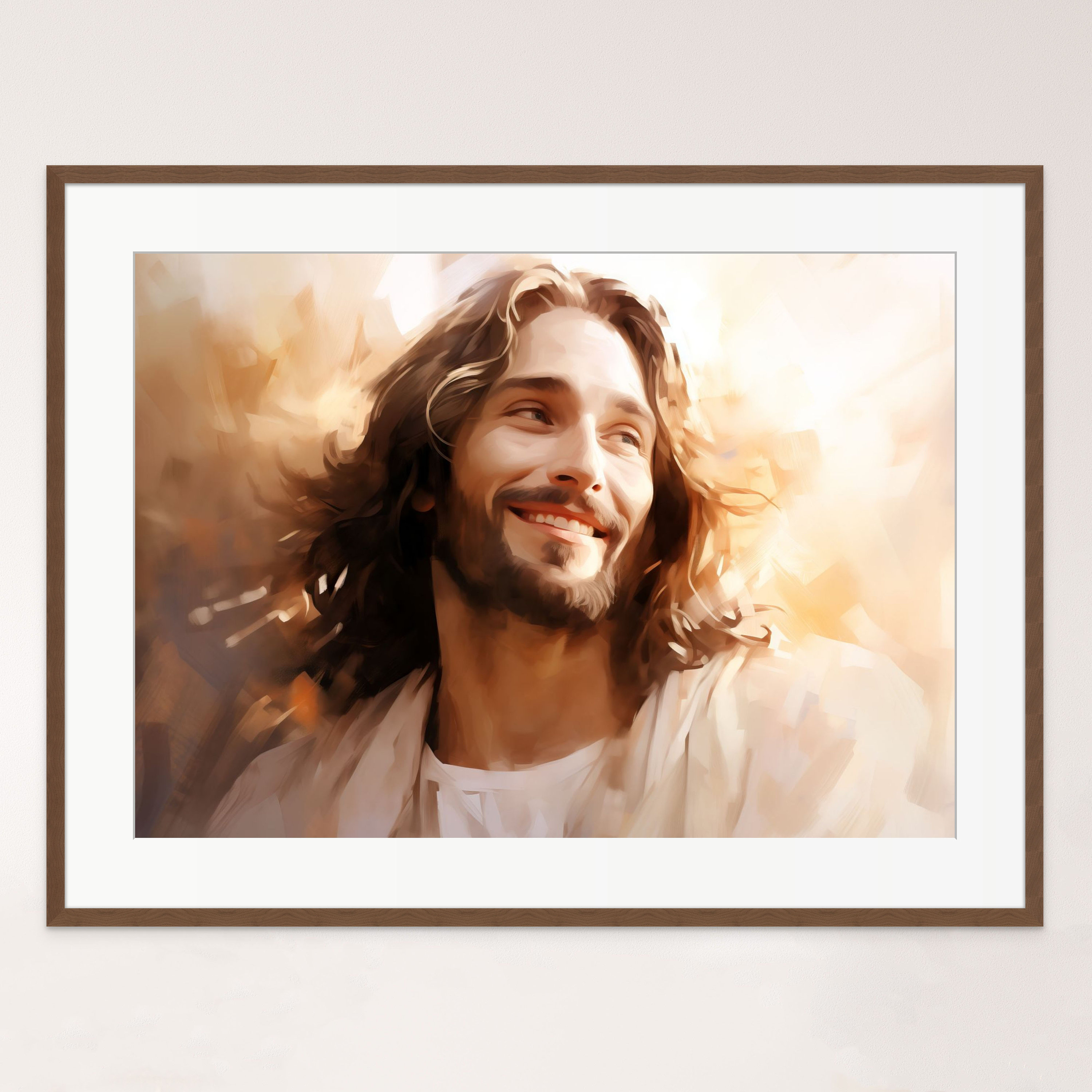 Smiling Jesus Christ Portrait | Horizontal Landscape Artwork | Print of ...
