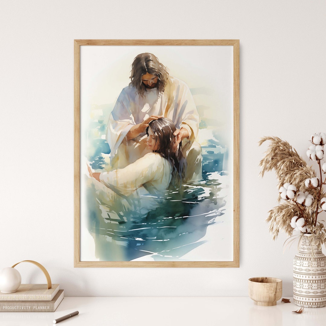 Baptism | Jesus Christ Painting | Christian Wall Art | Modern Bible ...