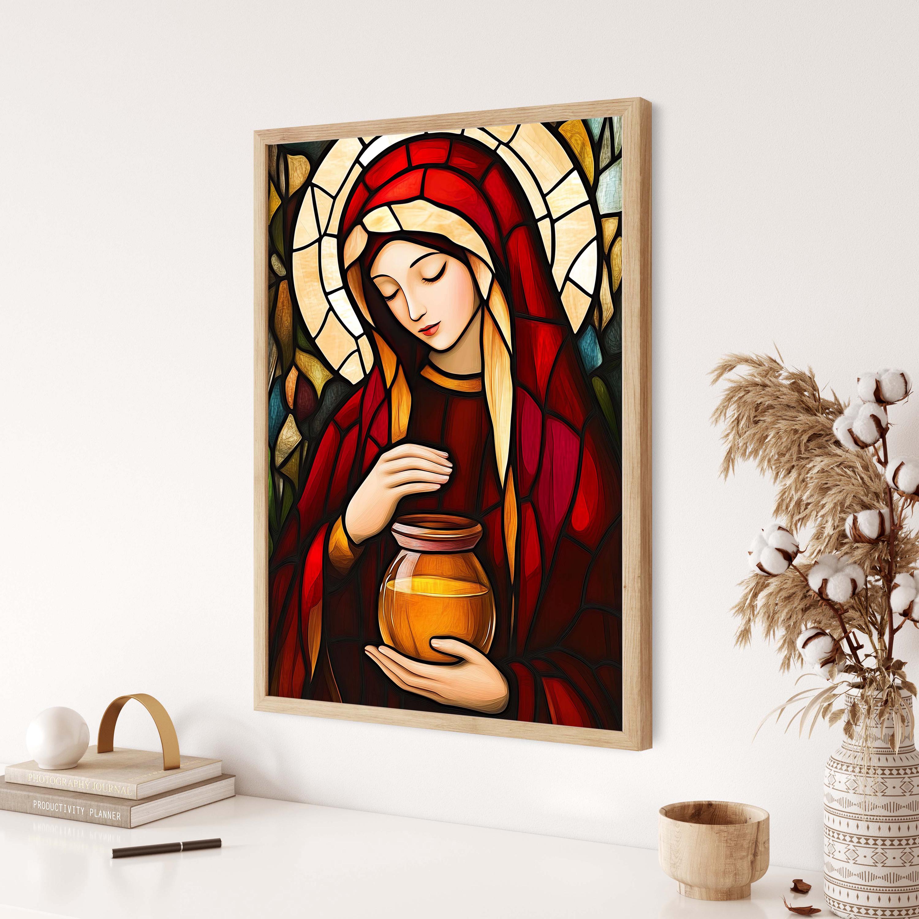 Mary Magdalene in Vintage Stained Glass Style Artwork | Digital ...