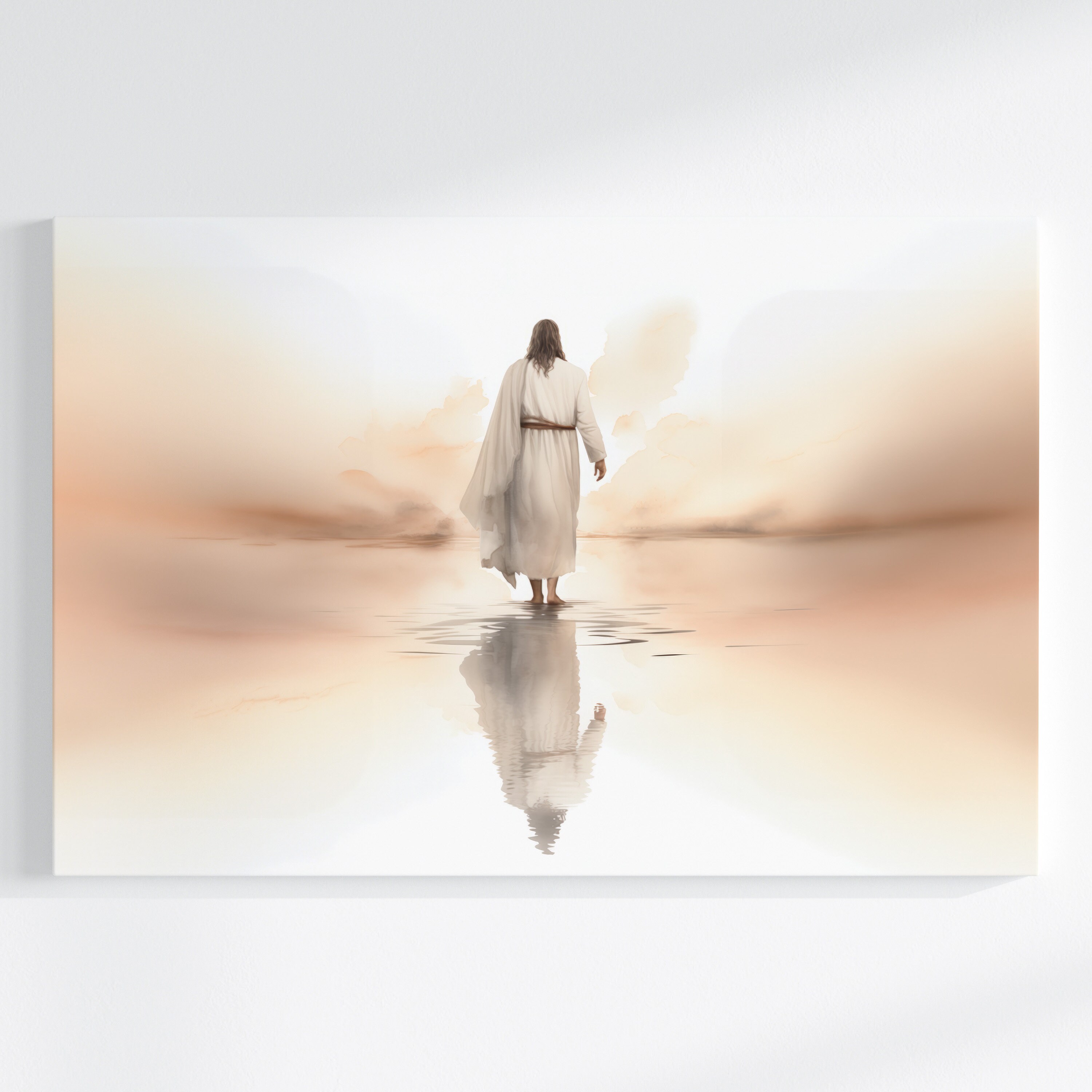 Jesus Walking on Water, Horizontal / Landscape Artwork | Print of Faith ...