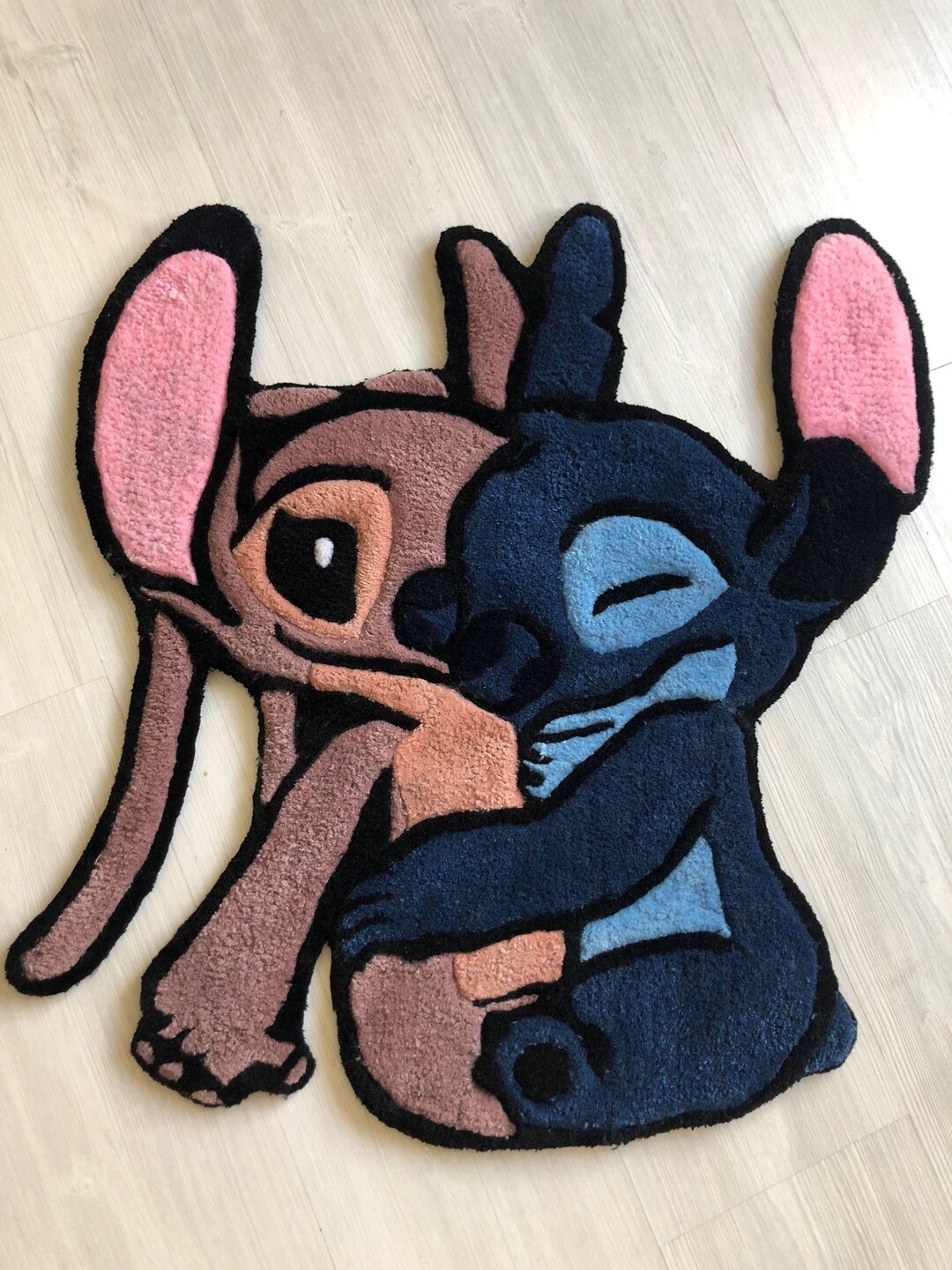 Stitch Cartoon Blue Rug 100% Wool Hand-tufted Accent Carpet for Living ...