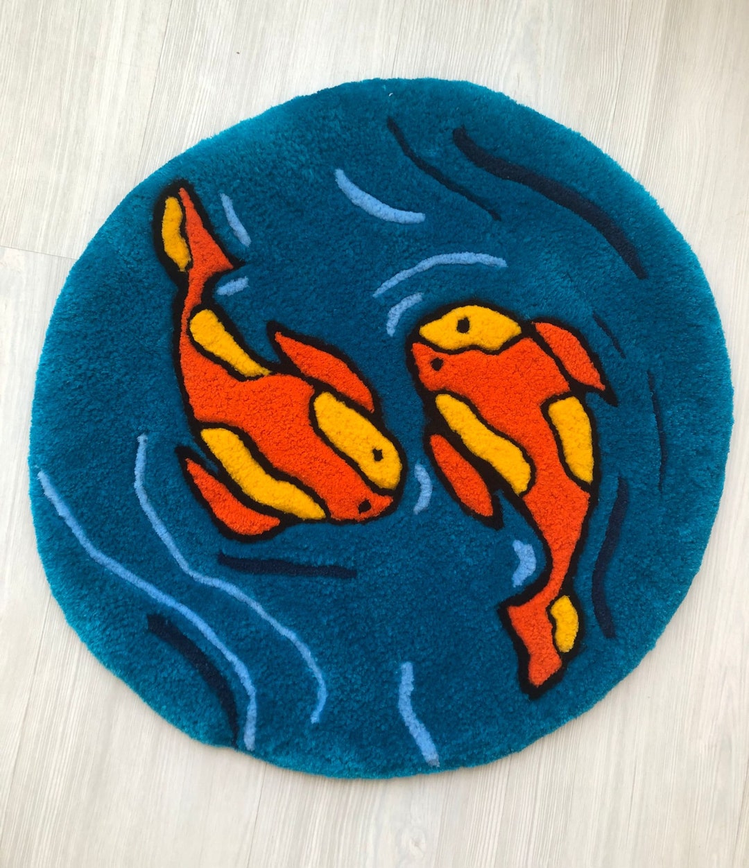 Koi Fish Rug Custom Design Patterned Handmade Special Design Multi ...