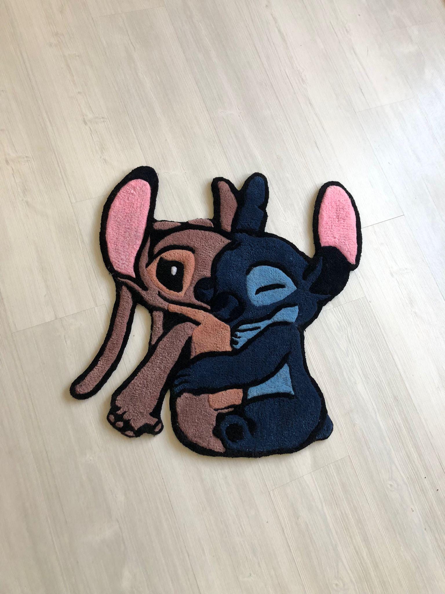 Stitch Cartoon Blue Rug 100% Wool Hand-tufted Accent Carpet for Living ...