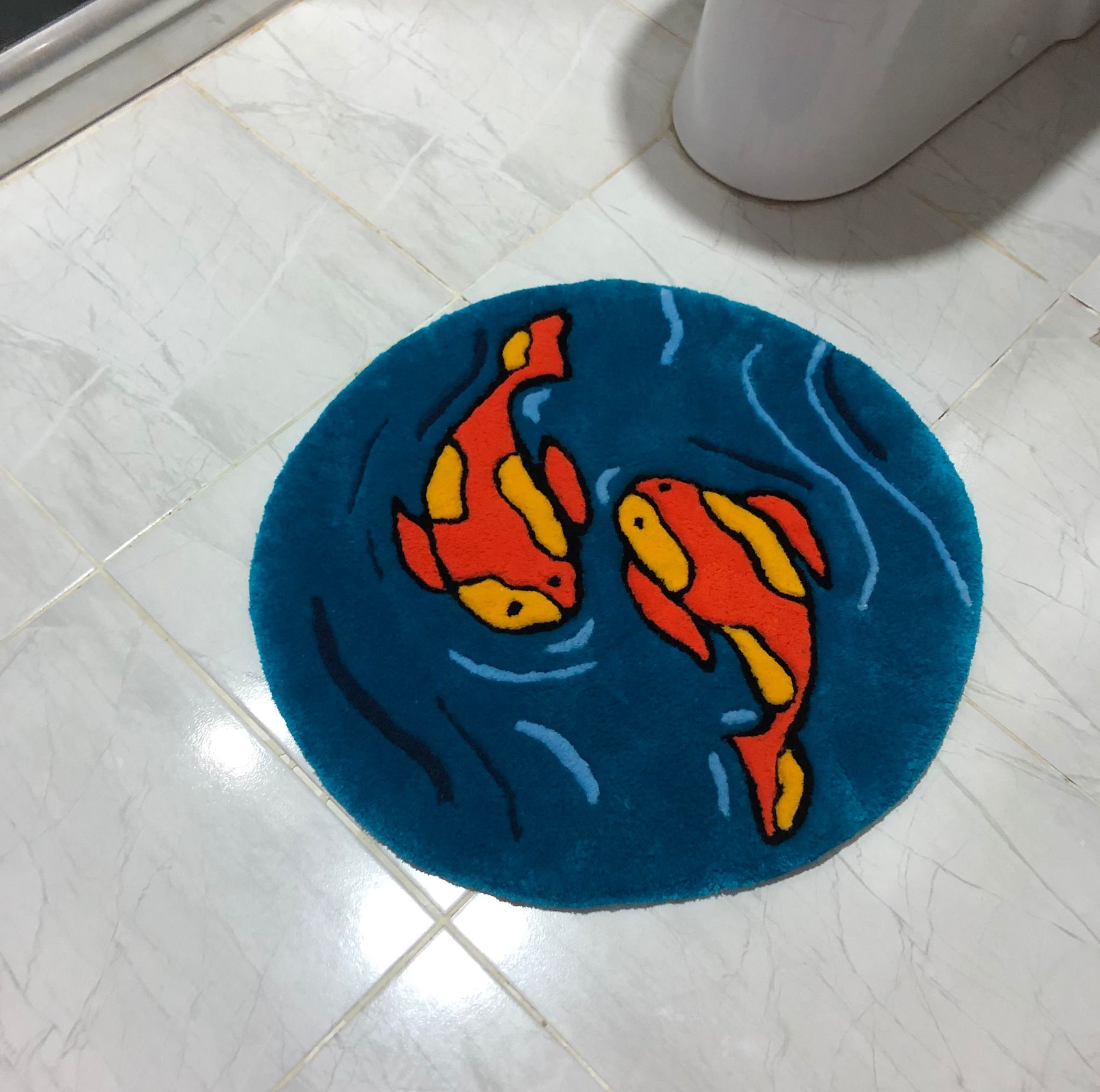 Koi Fish Rug Custom Design Patterned Handmade Special Design Multi ...