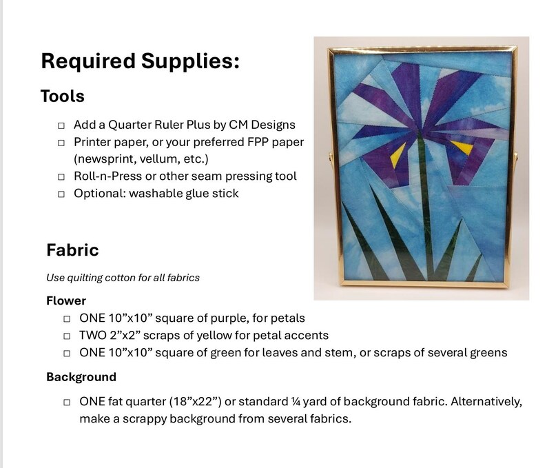 Iris Foundation Paper Piecing (FPP) Pattern, PDF Digital Download - Etsy