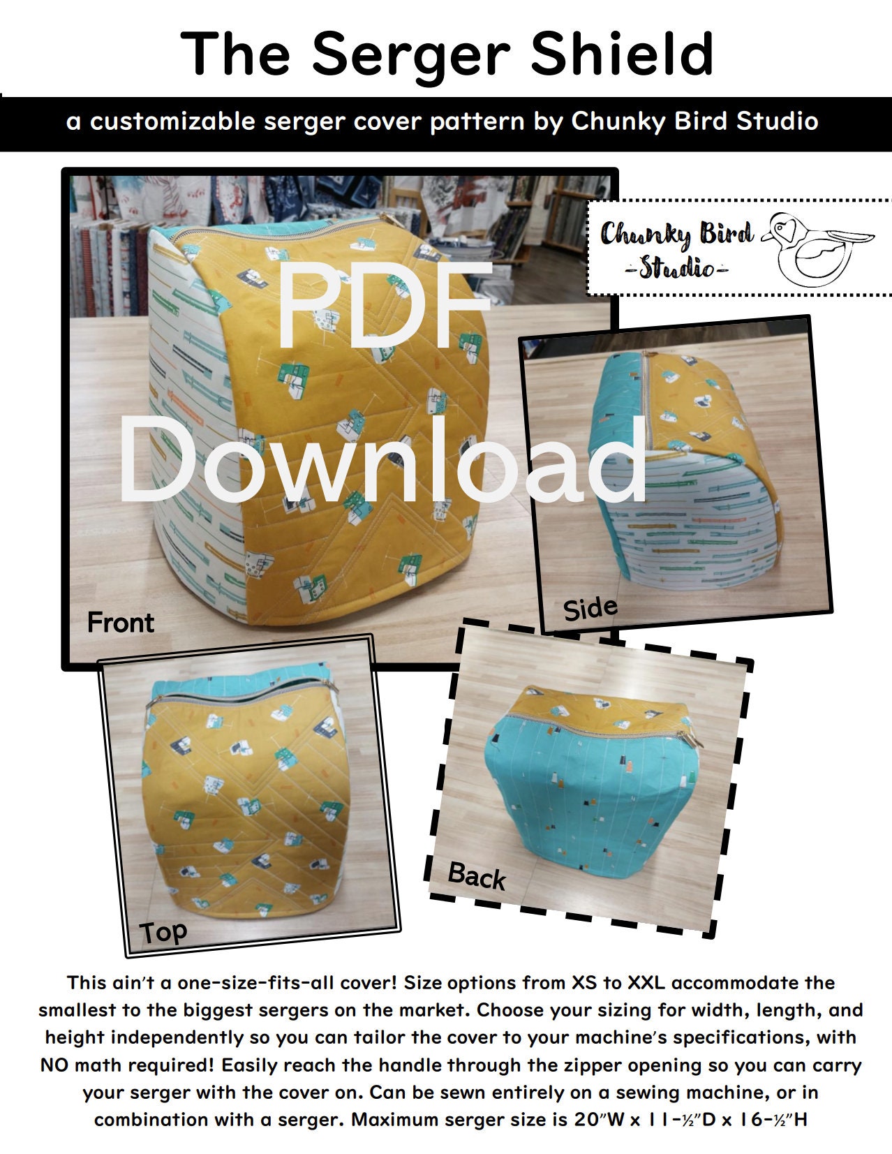 Customizable Serger Dust Cover Sewing Pattern, Overlocker or ...